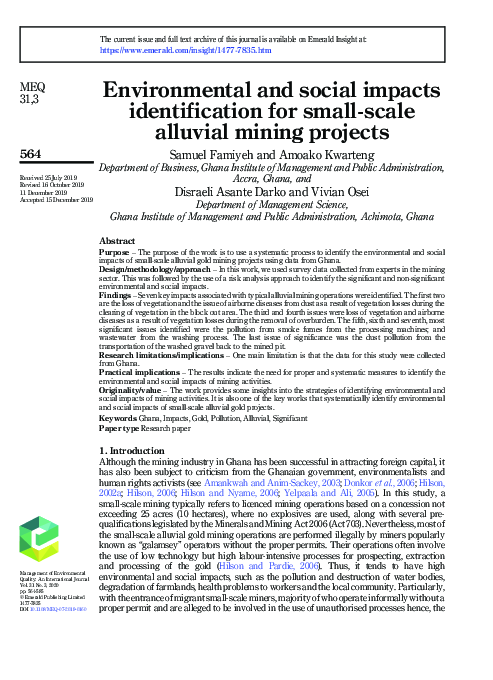 (PDF) Environmental and social impacts identification for small-scale ...