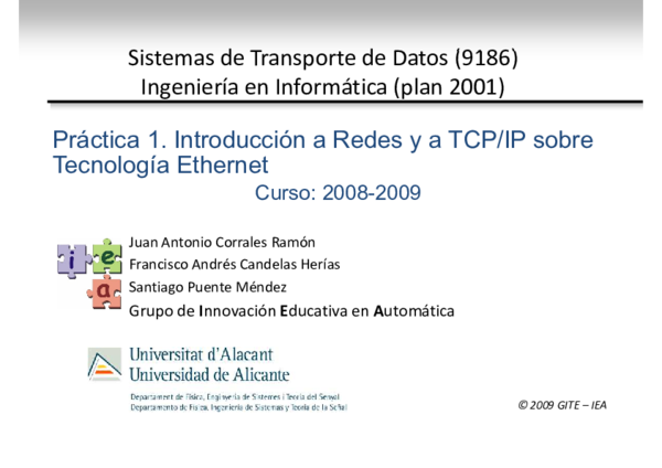 (PDF) Sistemas de Transporte de Datos (II) - Presentación de la práctica 1
