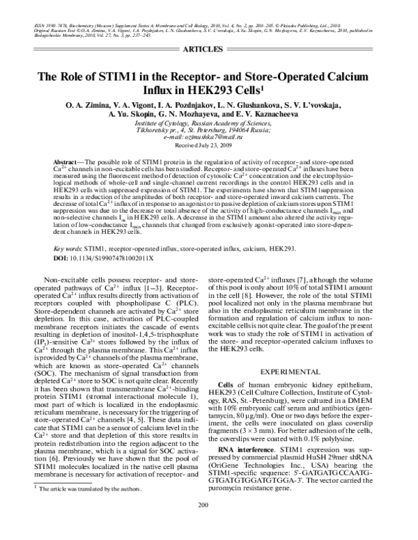 (PDF) The role of STIM1 in the receptor- and store-operated calcium ...