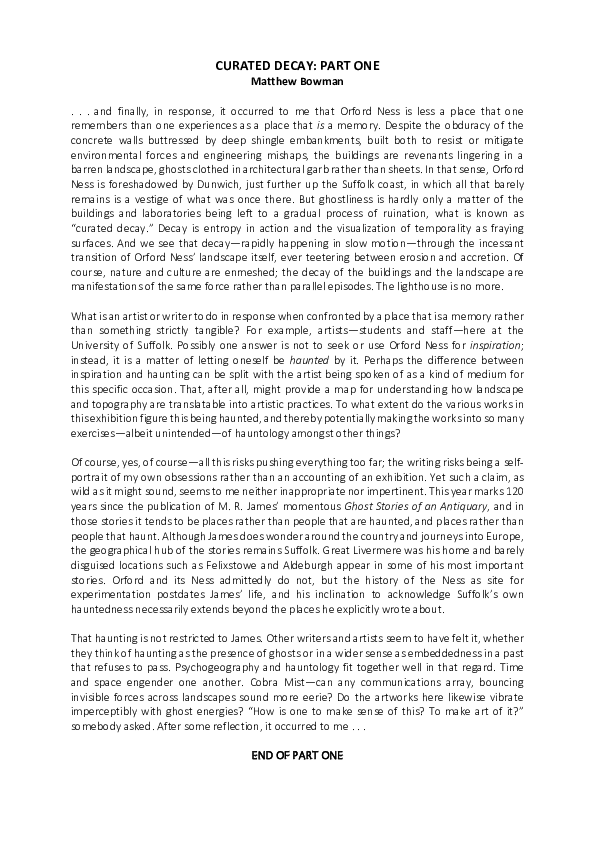 (PDF) CURATED DECAY: PART ONE