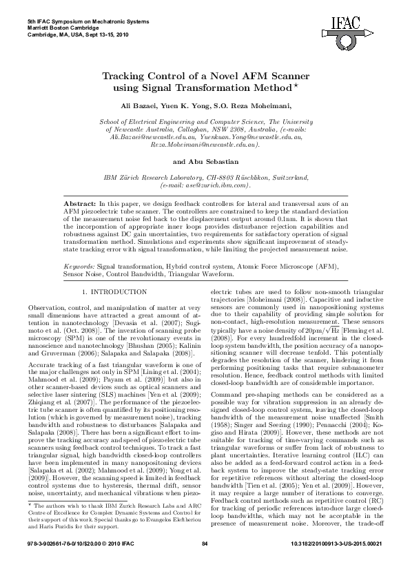 (PDF) Tracking Control of a Novel AFM Scanner using Signal ...