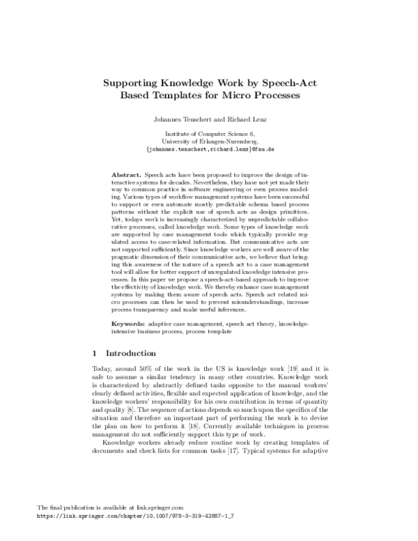 (PDF) Supporting Knowledge Work by Speech-Act Based Templates for Micro ...