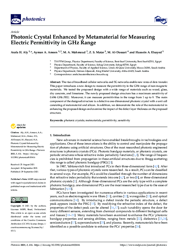 (PDF) Photonic Crystal Enhanced by Metamaterial for Measuring Electric ...