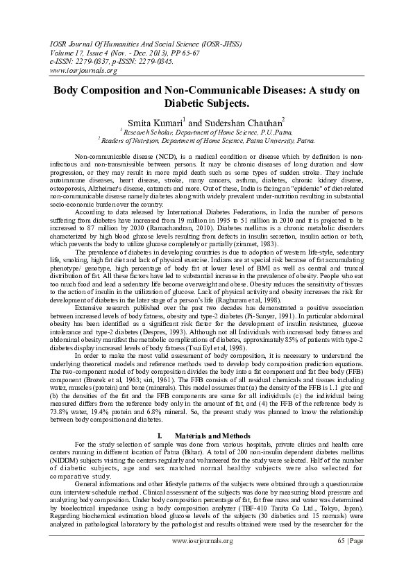 (PDF) Body Composition and Non-Communicable Diseases: A study on ...