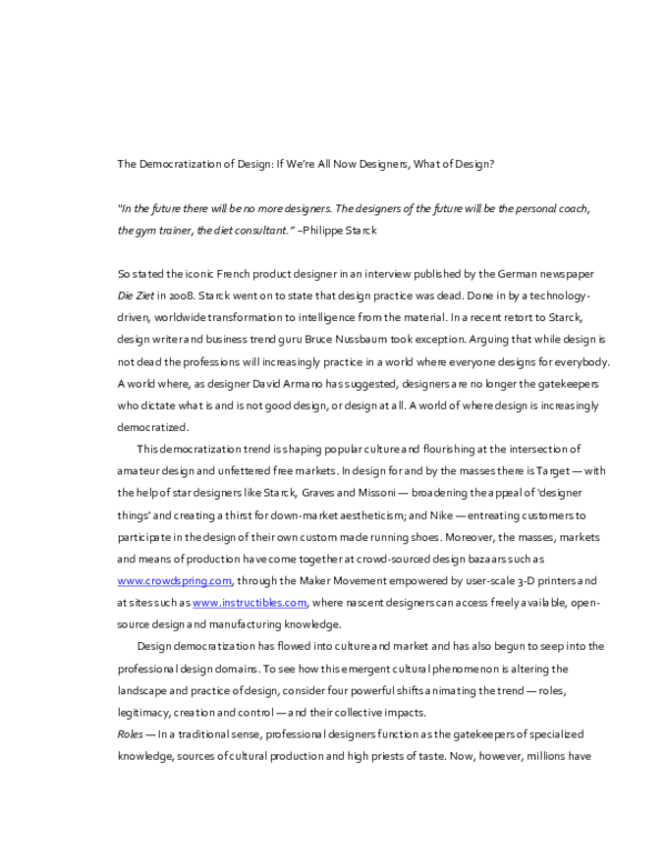 (PDF) The Democratization of Design