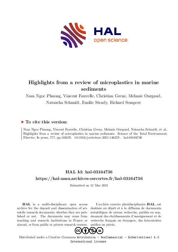 Pdf Highlights From A Review Of Microplastics In Marine Sediments