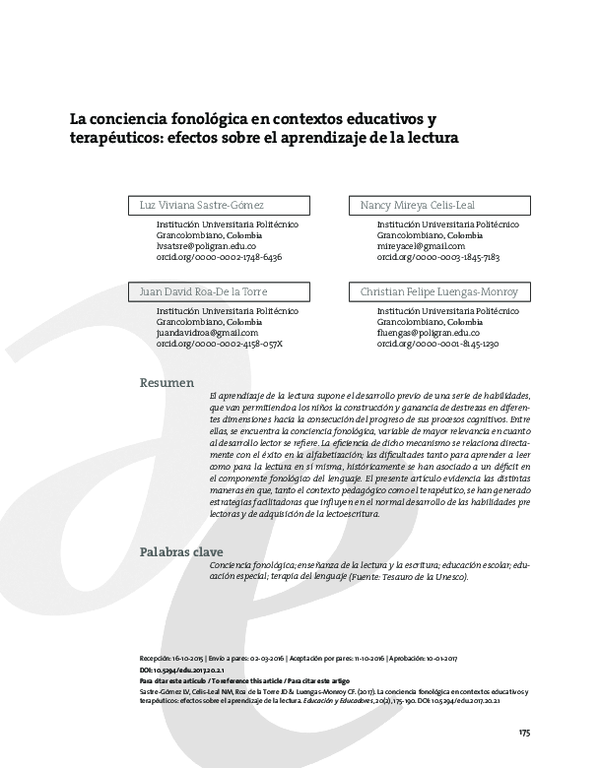 (PDF) La conciencia fonológica en contextos educativos y terapéuticos: efectos sobre el ...