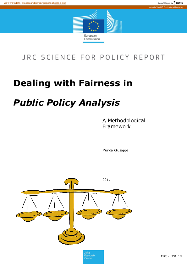 (PDF) Dealing with Fairness in Public Policy Analysis: A Methodological ...