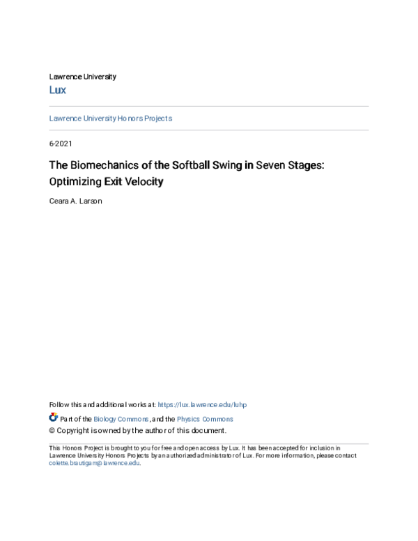 (PDF) The Biomechanics of the Softball Swing in Seven Stages ...