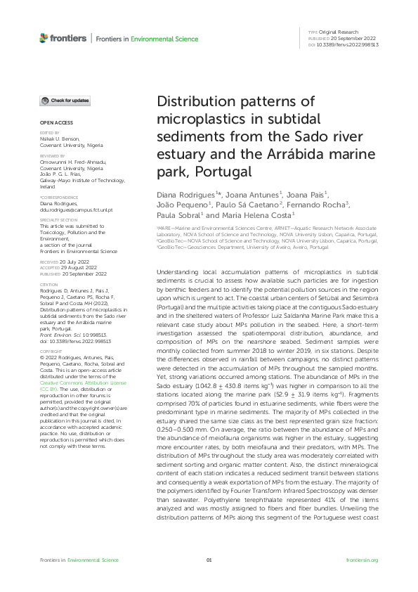 Pdf Distribution Patterns Of Microplastics In Subtidal Sediments From