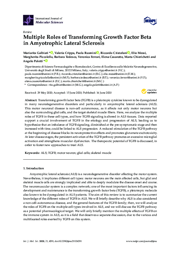 (PDF) Multiple Roles of Transforming Growth Factor Beta in Amyotrophic ...