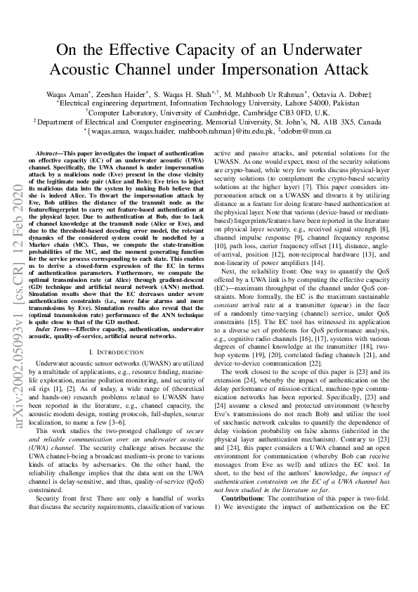(PDF) On the Effective Capacity of an Underwater Acoustic Channel under ...