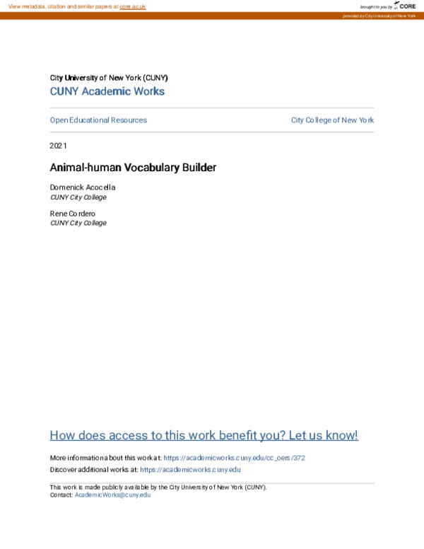 (PDF) Animal-human Vocabulary Builder