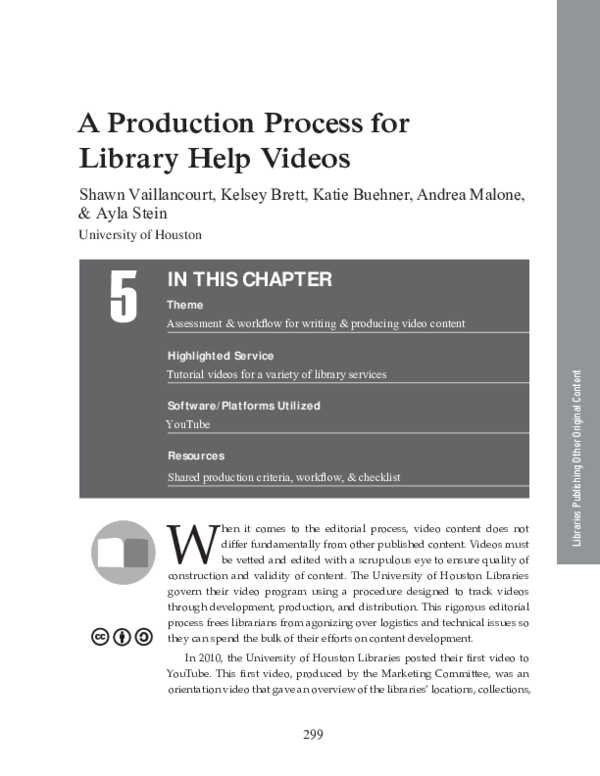 (PDF) A Production Process for Library Help Videos