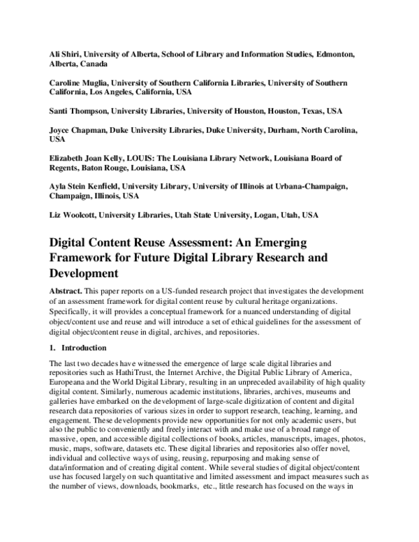 (PDF) Digital content reuse assessment
