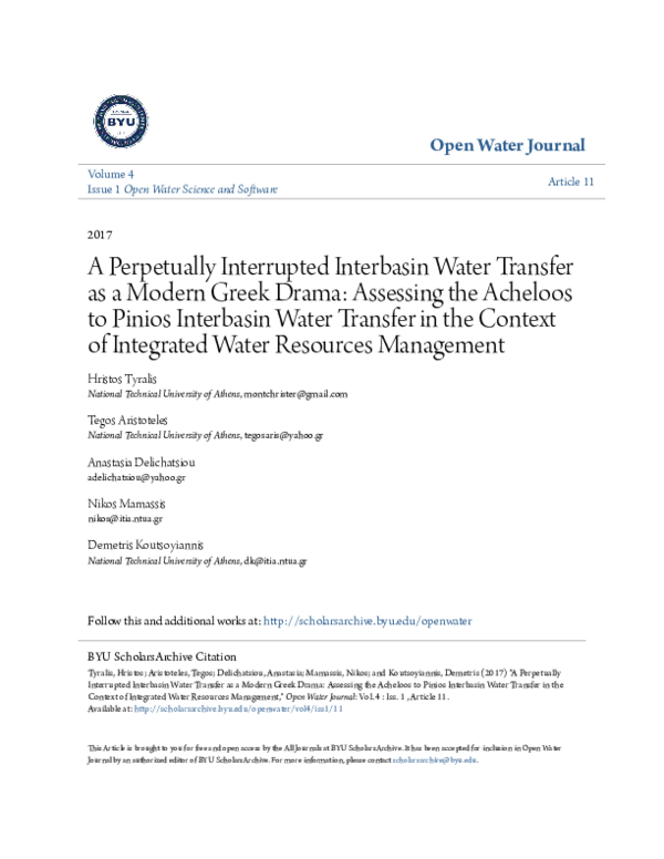 (PDF) A Perpetually Interrupted Interbasin Water Transfer as a Modern ...