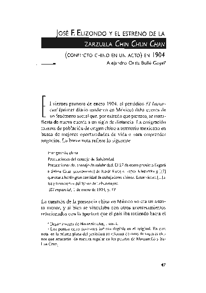 (PDF) José F. Elizondo y el estreno de la zarzuela "Chin Chun Chan ...