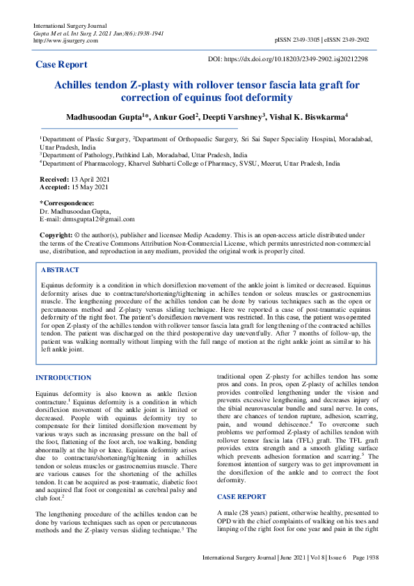 (PDF) Achilles tendon Z-plasty with rollover tensor fascia lata graft ...