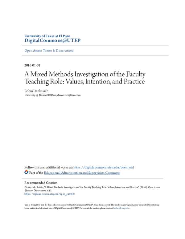 (PDF) A mixed methods investigation of the faculty teaching role ...