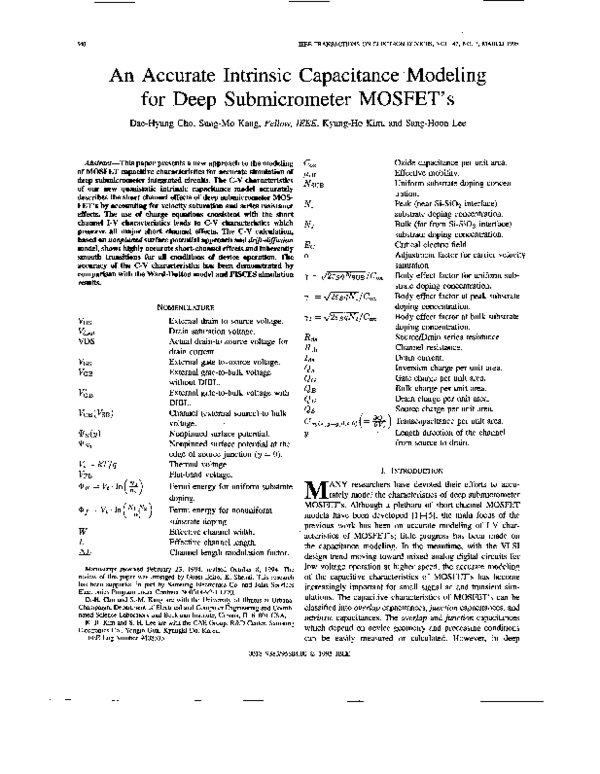 (PDF) An accurate intrinsic capacitance modeling for deep submicrometer MOSFET's