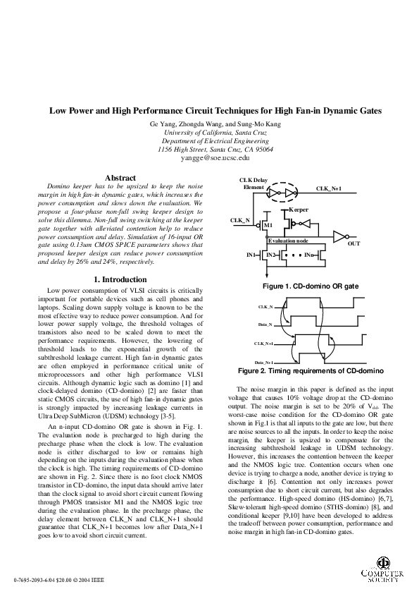 (PDF) Low power and high performance circuit techniques for high fan-in ...