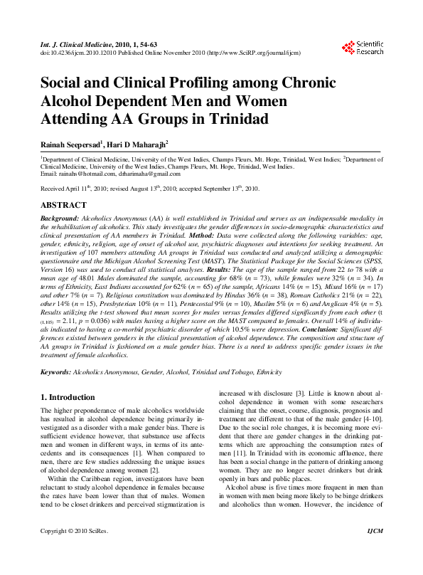 (PDF) Social and Clinical Profiling among Chronic Alcohol Dependent Men ...