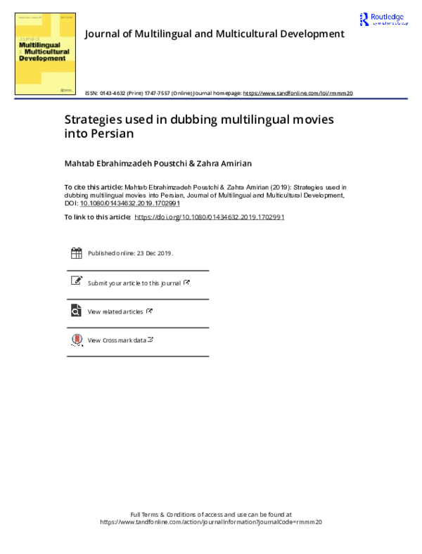 (PDF) Strategies used in dubbing multilingual movies into Persian