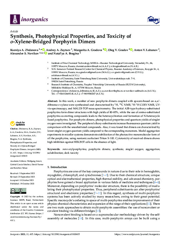 (PDF) Synthesis, Photophysical Properties, and Toxicity of o-Xylene ...