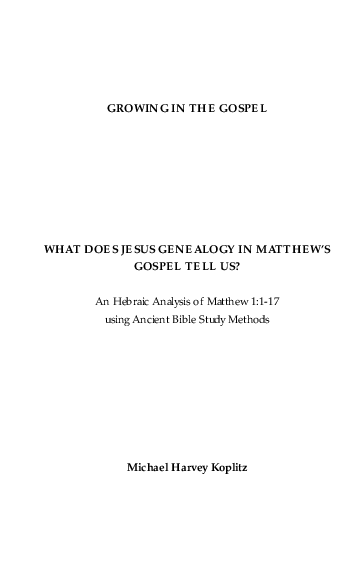 (PDF) What does Jesus Genealogy in Matthew tell us