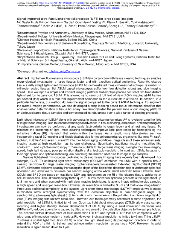 (PDF) Signal Improved ultra-Fast Light-sheet Microscope (SIFT) for ...