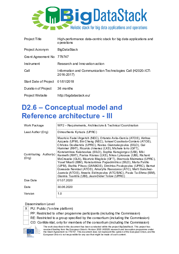 (PDF) BigDataStack - D2.6 Conceptual model and Reference architecture - III