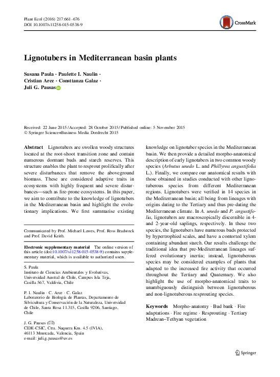 (PDF) Lignotubers in Mediterranean basin plants