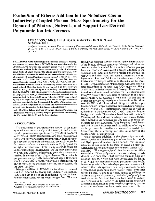 (PDF) Evaluation of Ethene Addition to the Nebulizer Gas in Inductively ...