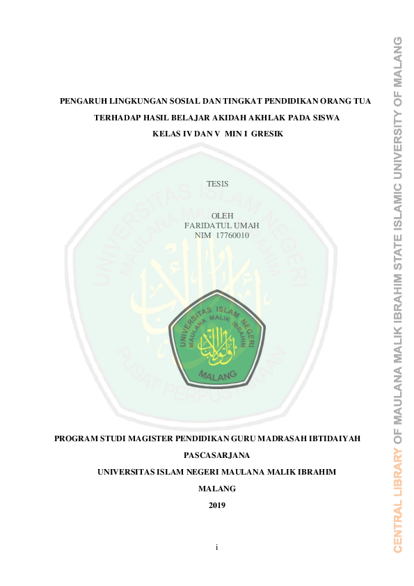 (PDF) Pengaruh lingkungan sosial dan tingkat pendidikan orang tua terhadap hasil belajar akidah ...
