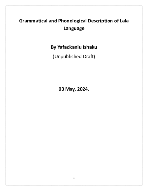(PDF) Grammatical and Phonological Description of Lala Language