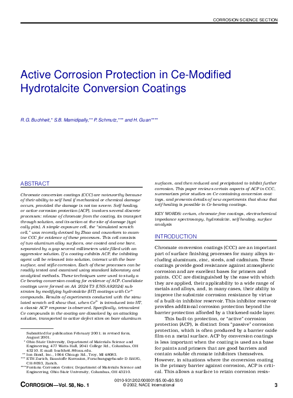 (PDF) Active Corrosion Protection in Ce-Modified Hydrotalcite ...