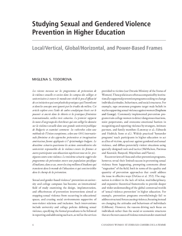 (PDF) Studying Sexual and Gendered Violence Prevention in Higher ...