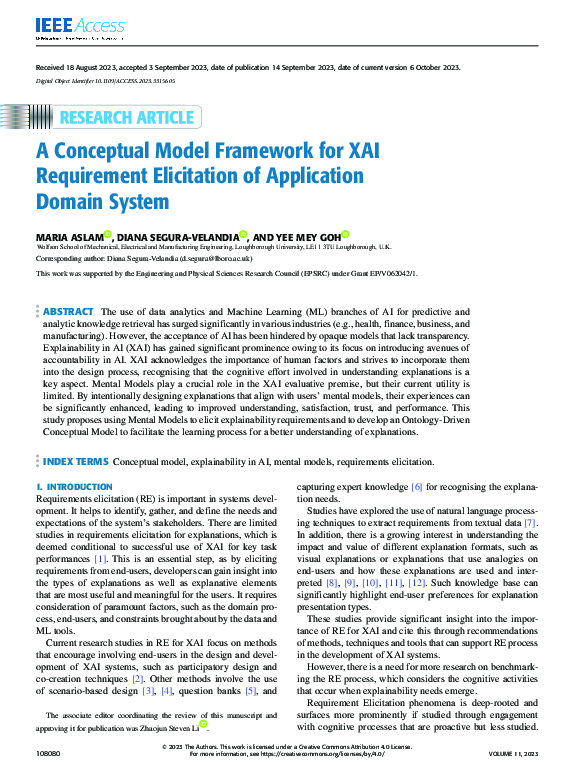 (PDF) A Conceptual Model Framework for XAI Requirement Elicitation of Application Domain System