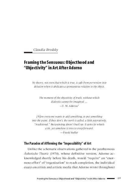 (PDF) Framing the Sensuous: Objecthood and "Objectivity" in Art After ...