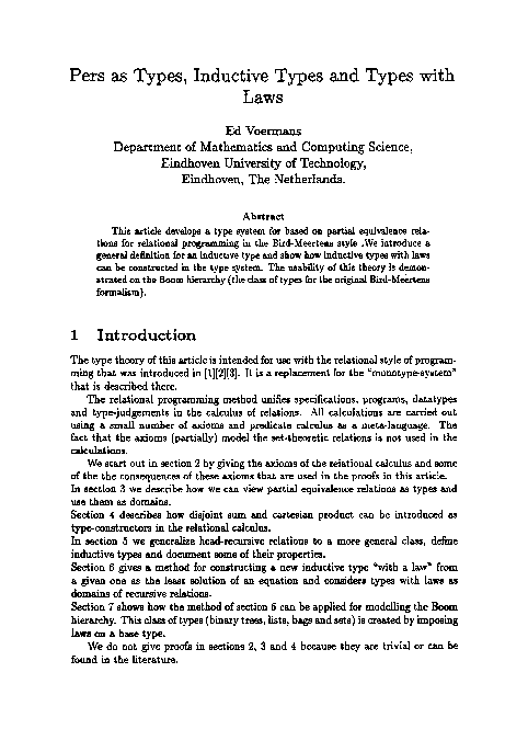 (PDF) Pers as Types, Inductive Types and Types with Laws