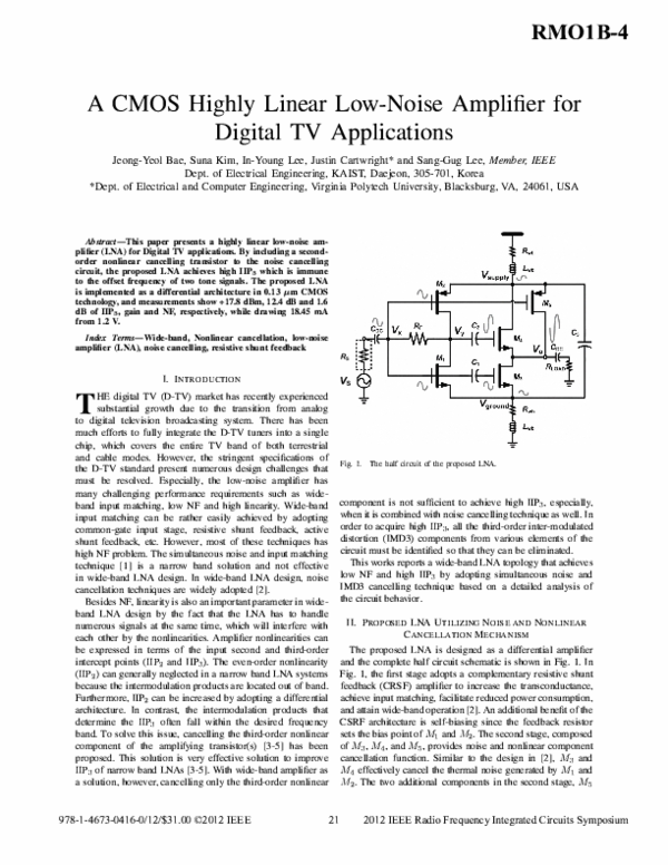 (PDF) A CMOS highly linear low-noise amplifier for Digital TV applications
