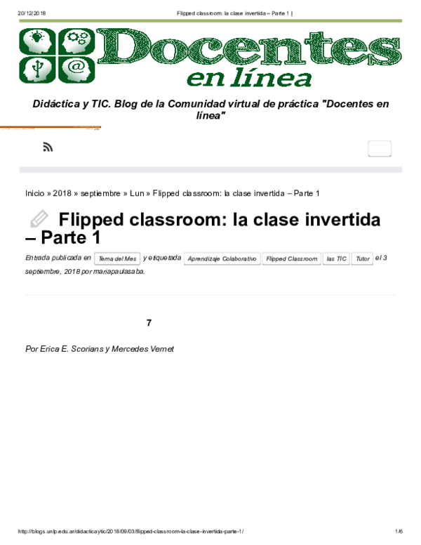 (PDF) Flipped classroom: la clase invertida : Parte 1