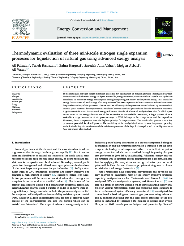 (PDF) Thermodynamic evaluation of three mini-scale nitrogen single expansion processes for ...