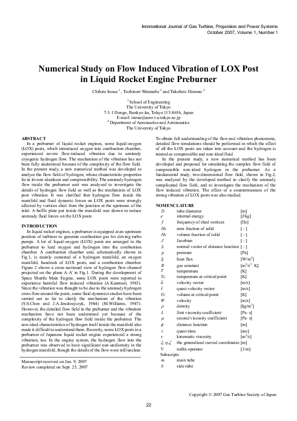 (PDF) Numerical Study on Flow Induced Vibration of LOX Post in Liquid ...