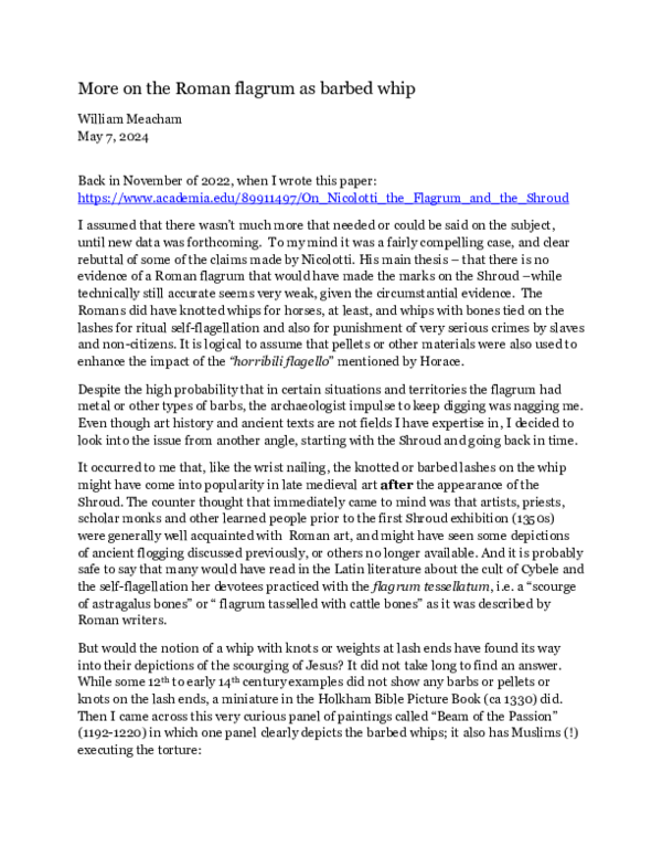 (PDF) More on the Roman flagrum as barbed whip