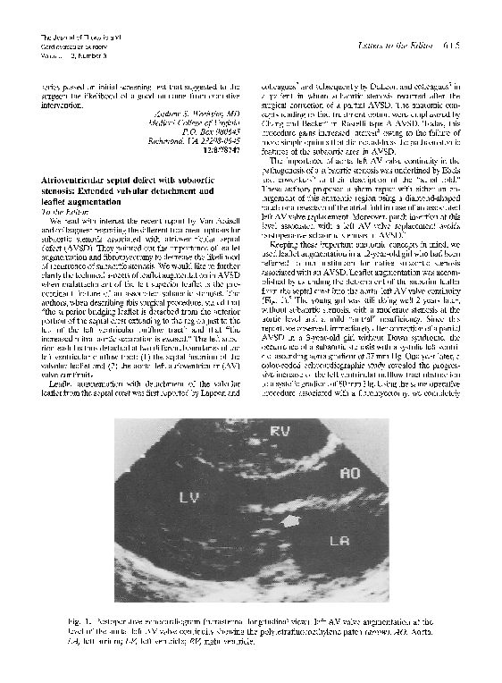 (PDF) Atrioventricular septal defect with subaortic stenosis: Extended ...
