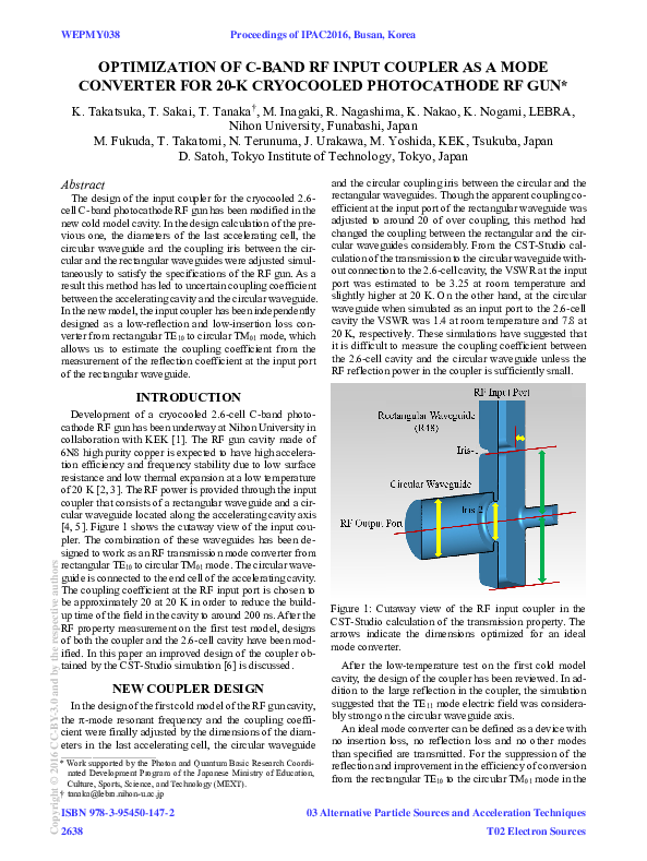 (PDF) Optimization of C-band RF Input Coupler as a Mode Converter for 20-K Cryocooled ...