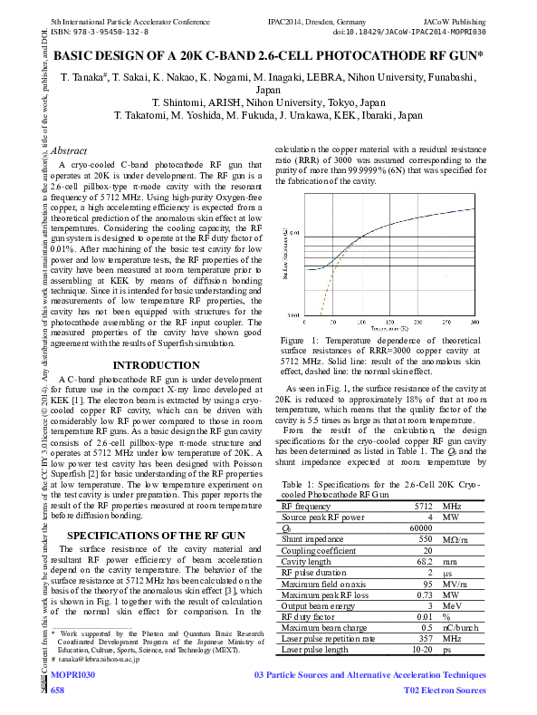 (PDF) Basic Design of a 20K C-band 2.6-cell Photocathode RF Gun