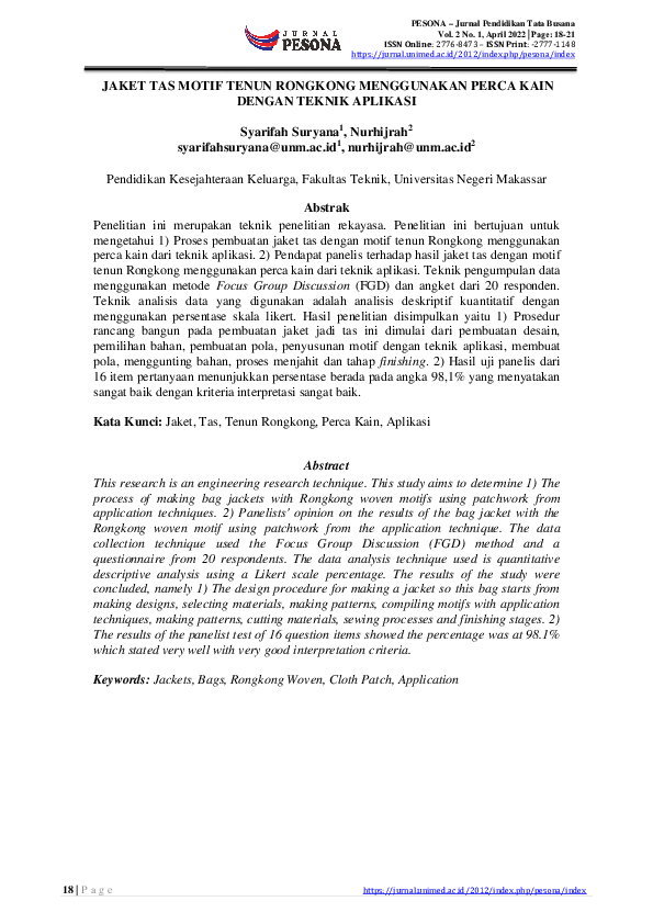 (PDF) Jaket Tas Motif Tenun Rongkong menggunakan Perca Kain dengan ...
