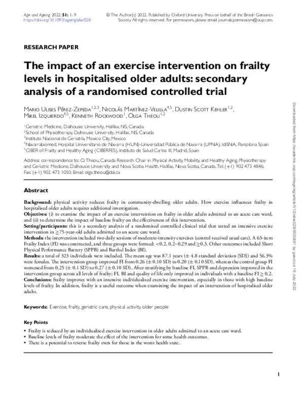 (PDF) The impact of an exercise intervention on frailty levels in ...